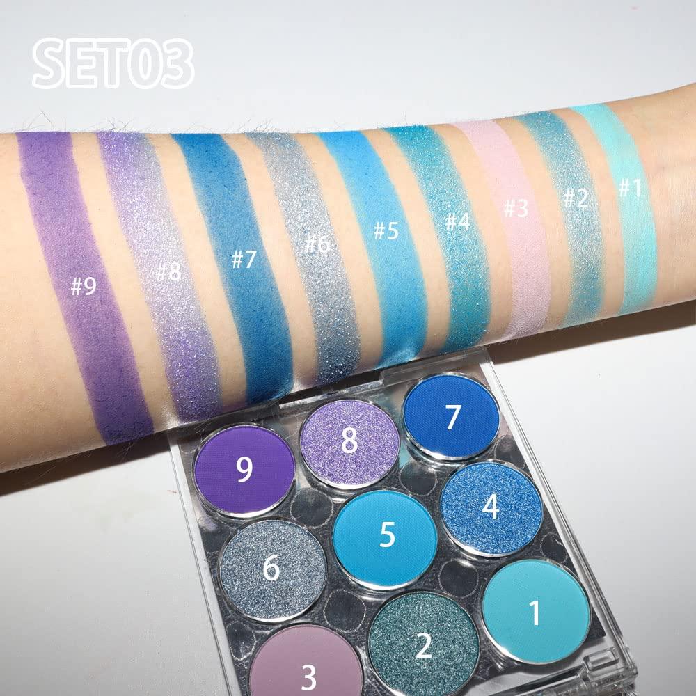 9 Colors Shimmer Matte Blue Eyeshadow Palette - Highly Pigmented and ...