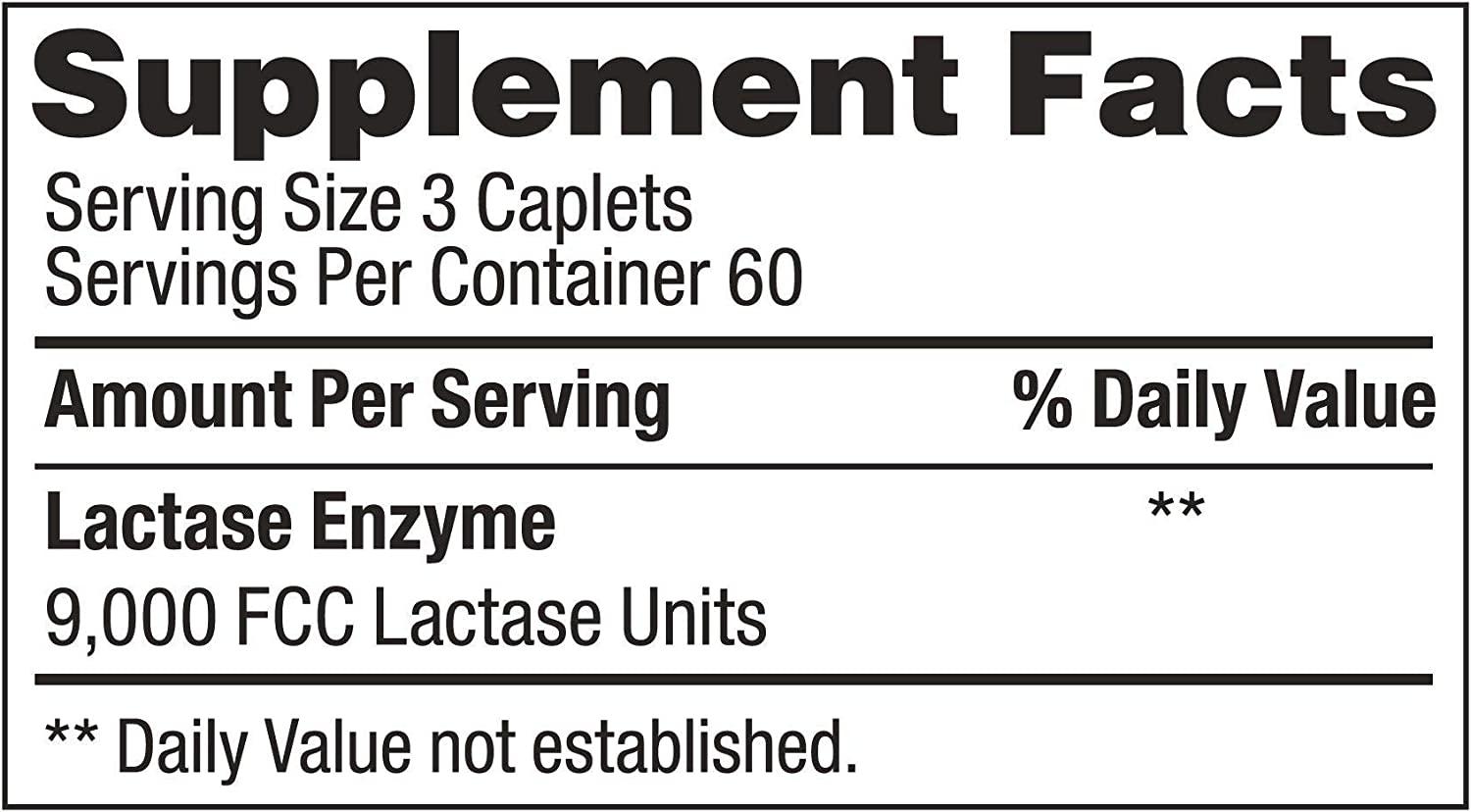 Lactase Enzyme 360 Caplets | Generic Lactaid Original Strength | 2 Pack ...