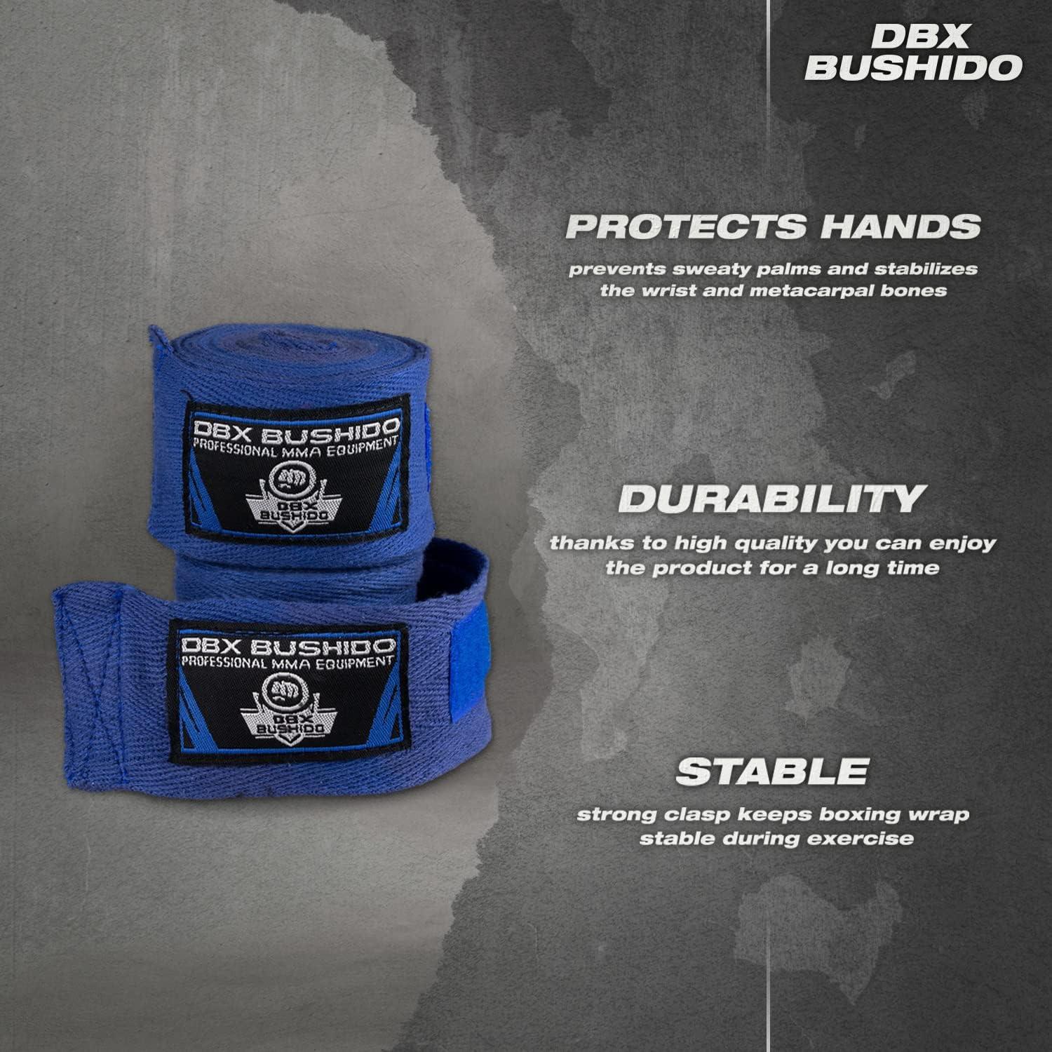 DBX Bushido Boxing Bandages - 4m/2m Cotton Flexible Wraps for Men ...