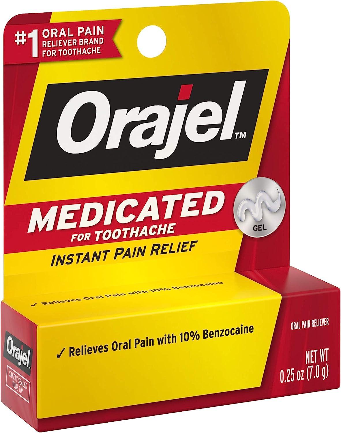 Orajel Medicated Toothache Gel 0.25oz (Pack of 6) | Fast Pain Relief ...