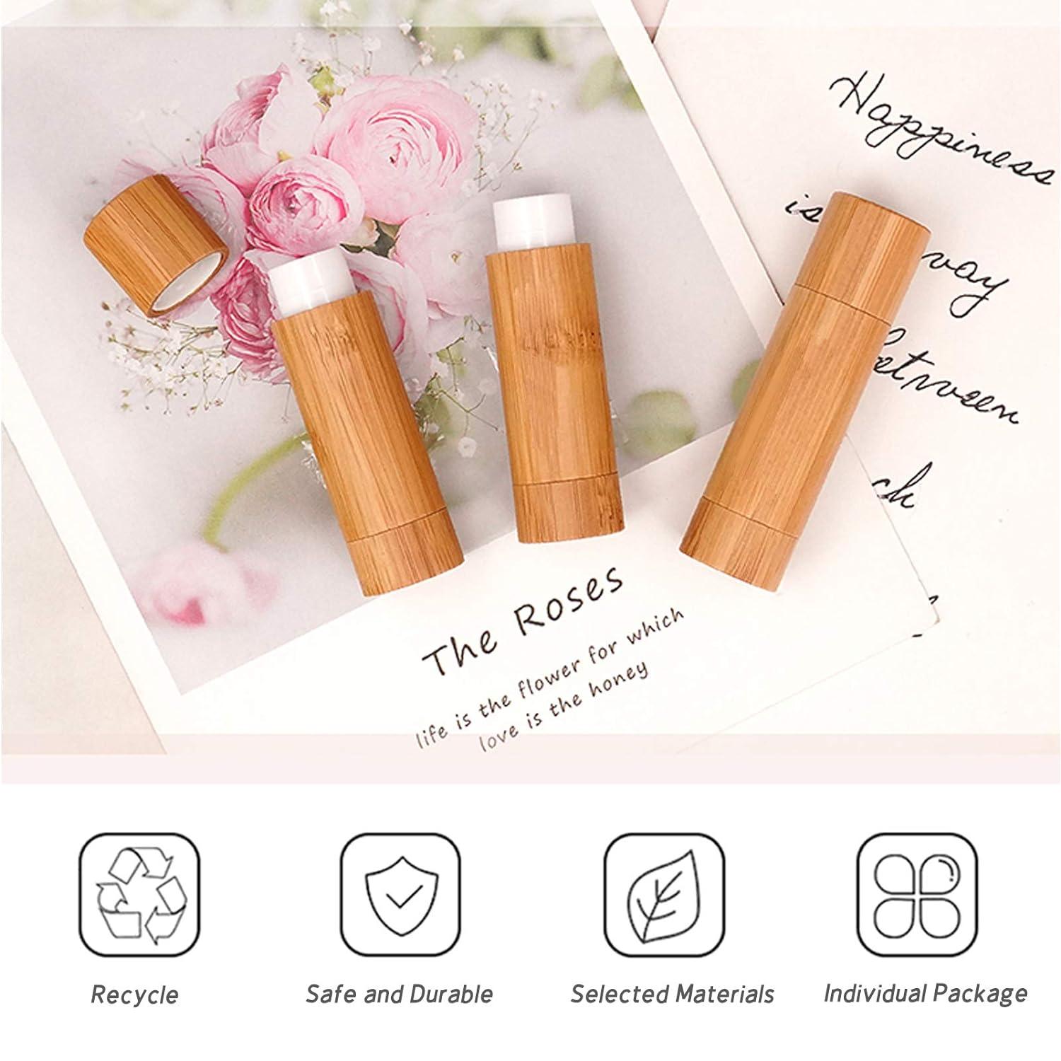 12 Pieces Refillable Lipstick Sleeves with Bamboo Shell | Merysan 5ml ...