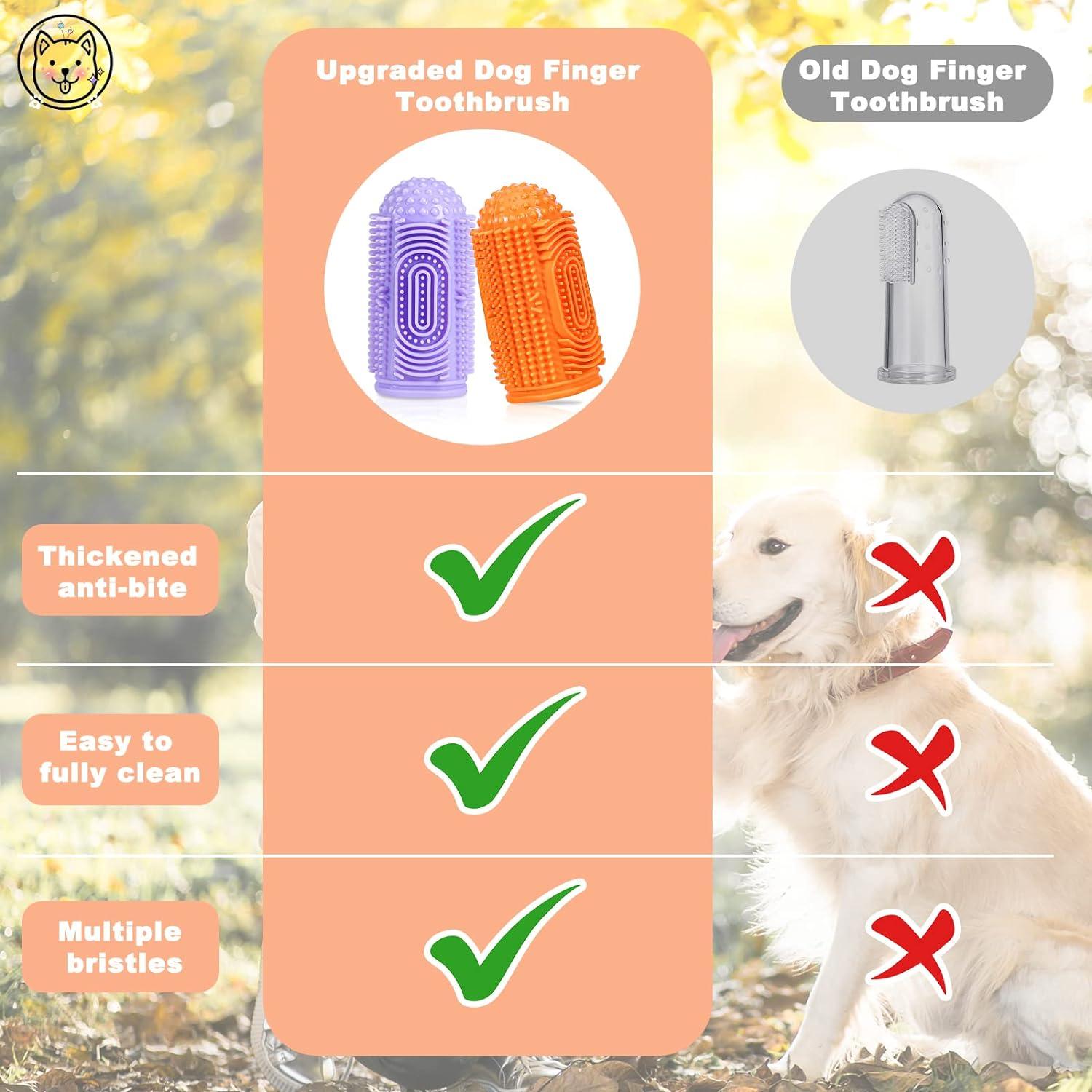 Dog Toothbrush Set - 4 Silicone Finger Brushes for Dogs & Cats | Dental ...