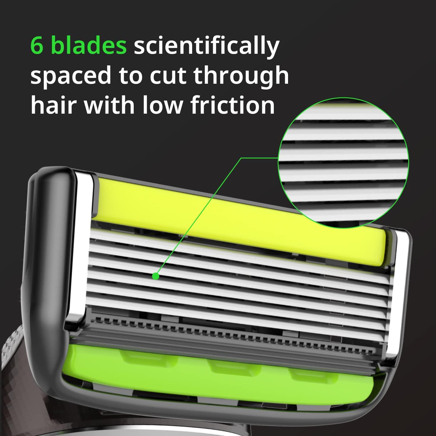 Dorco Pace 6 Pro - 6 Blade Razor System with Trimmer - 12 Pack Refill ...