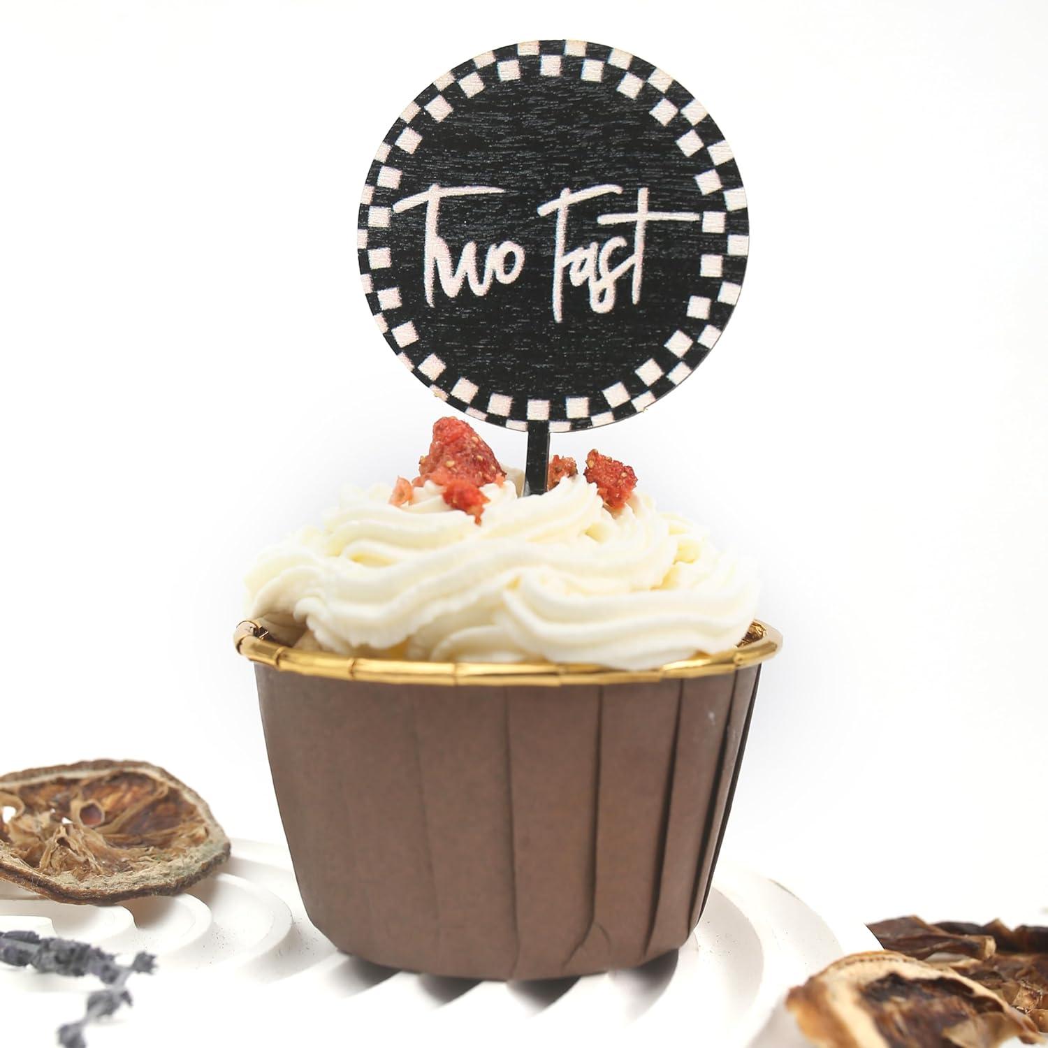 Two Fast Birthday Cupcake Topper For 8PCS - Race Car Themed 2nd ...