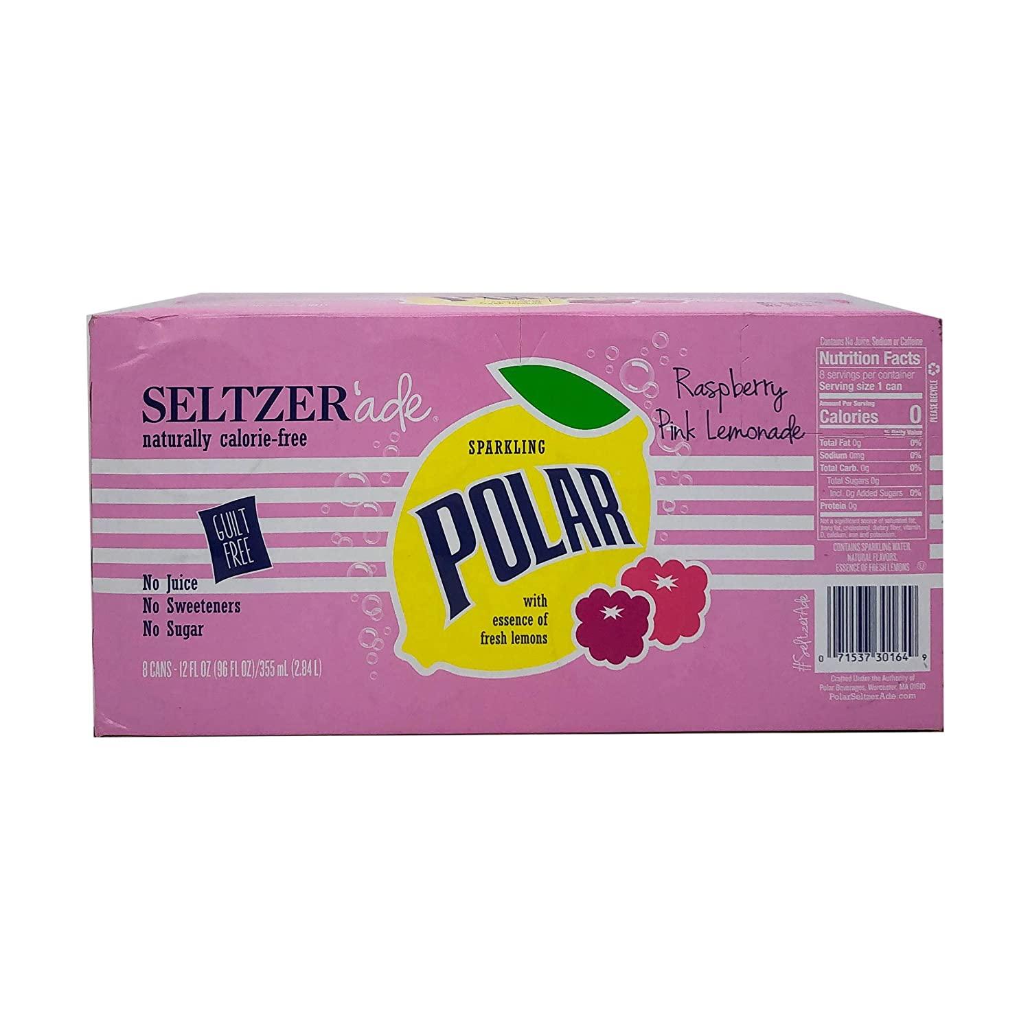 Polar Beverages Raspberry Pink Lemonade Seltzer'ade 12 Fl Oz (Pack of 8 ...