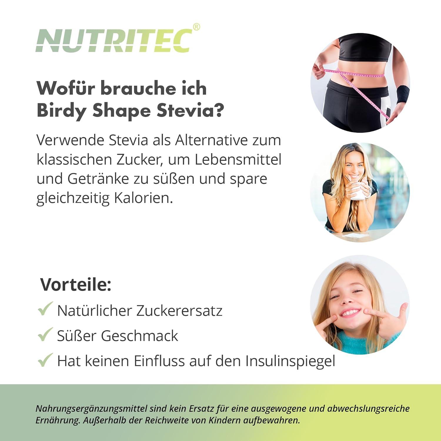 Nutritec Birdy Shape Stevia 1 kg - Natural Sugar Substitute with ...