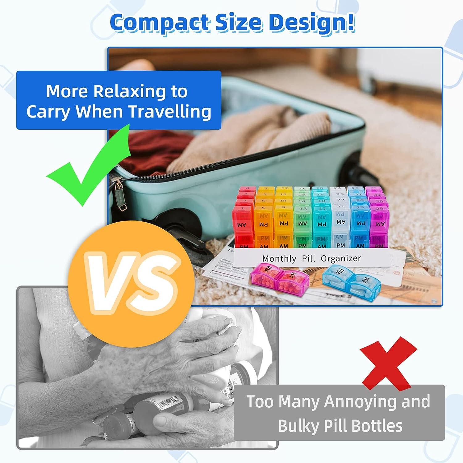 Monthly Pill Organizer 2 Times a Day | AM PM 31 Day Pill Box with Small ...