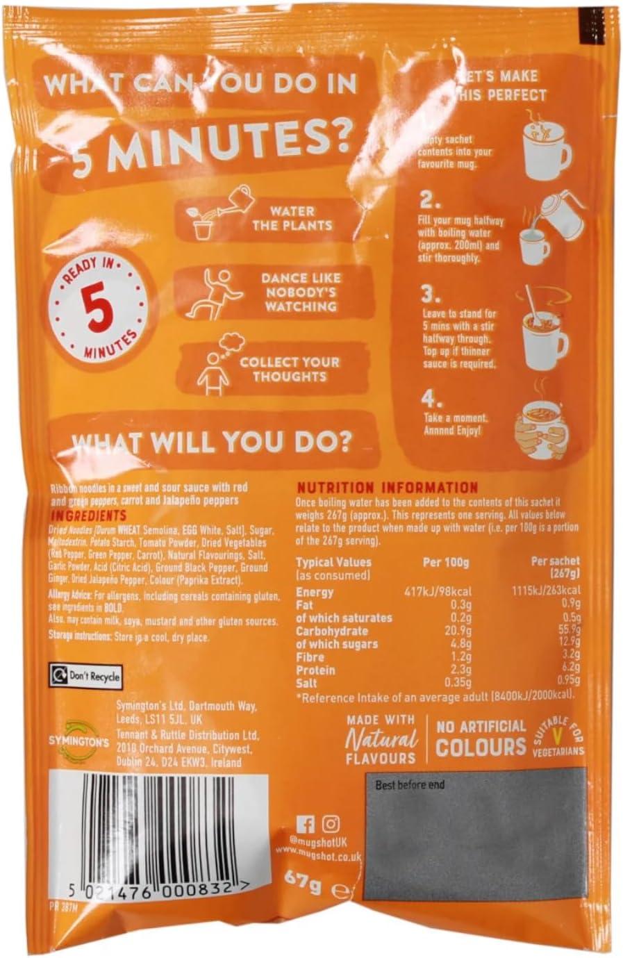 Mugshot Instant Noodles Variety 6 Pack (2 x Sweet & Sour - 67g 2 x Chow ...
