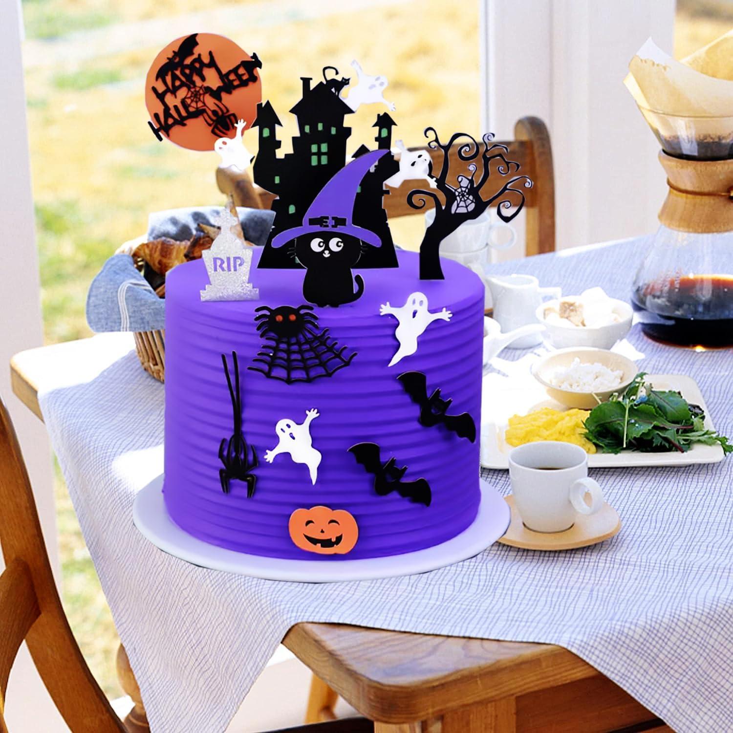 6Pcs Halloween Birthday Cake Topper Halloween Cupcake Topper Haunted ...