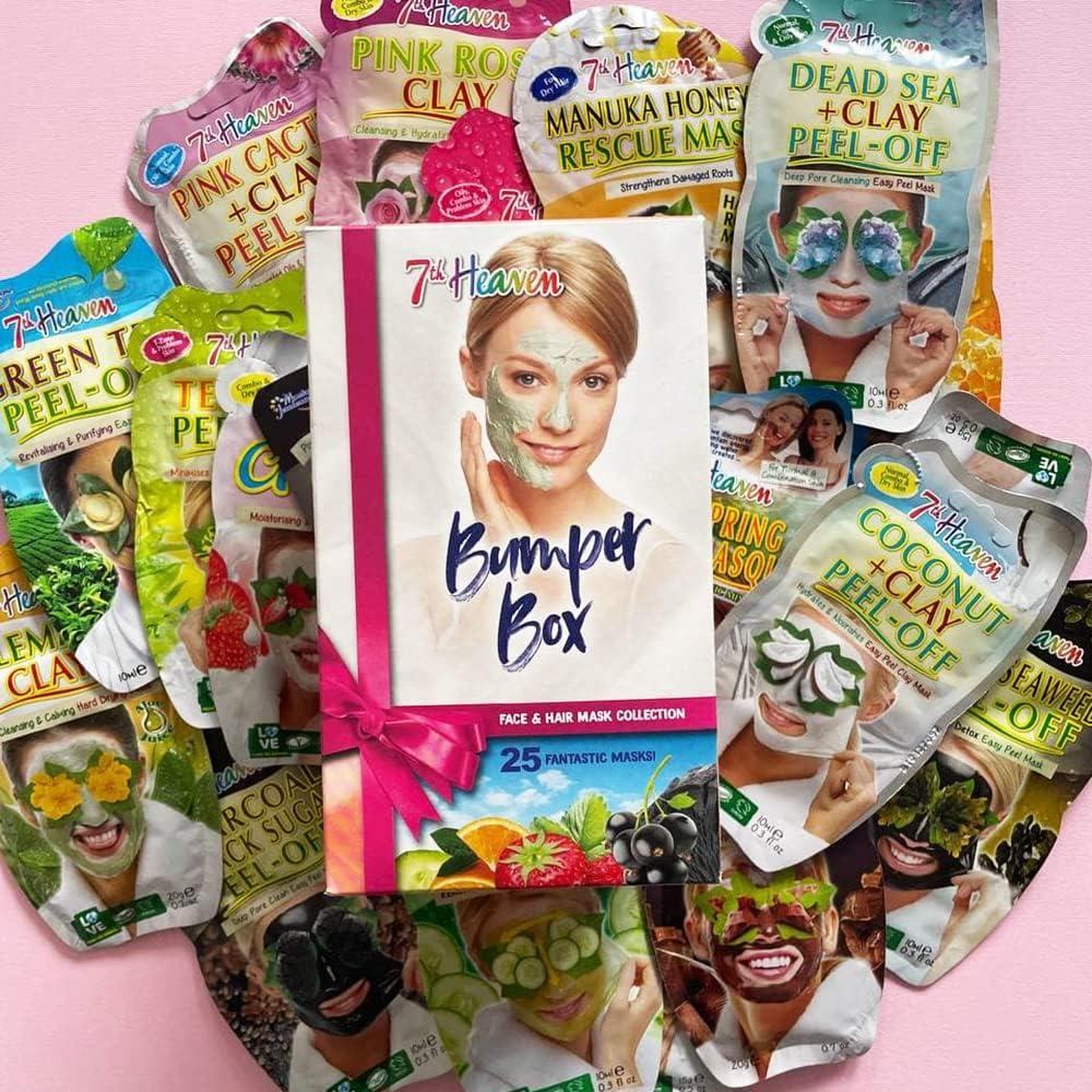 7th Heaven Bumper Box Gift Set - 25 Face Masks & Hair Masks for ...
