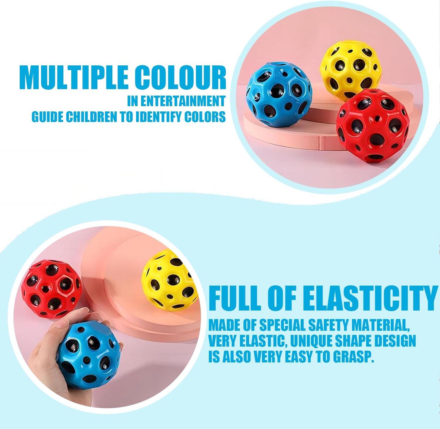 3 Pack Astro Jump Ball | High Bounce Moon Ball | 7 cm Rubber Balls (Red ...