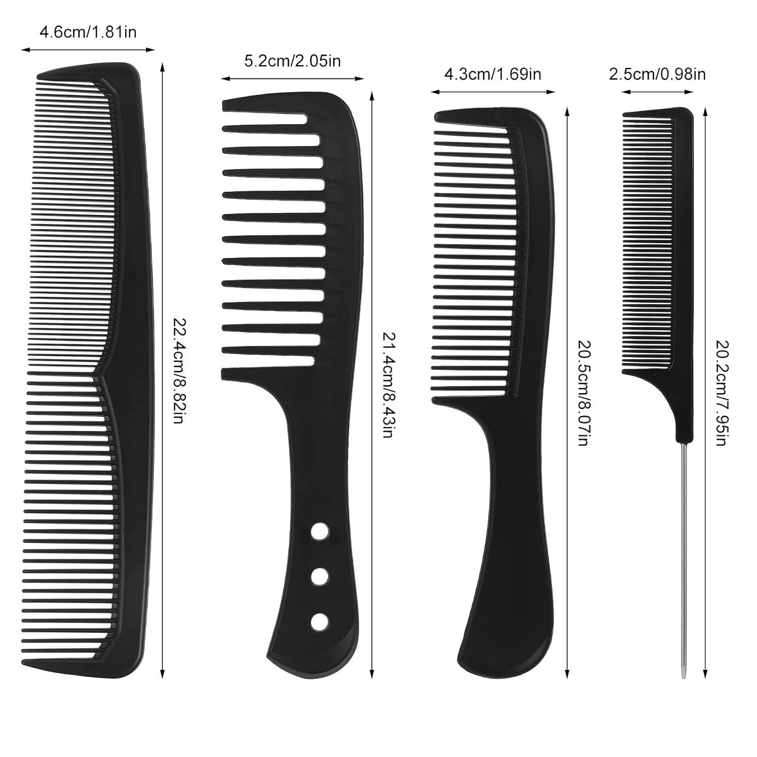 Pop Full 4-Piece Hair Comb Set | Antistatic Barber Tooth Combs for Men ...