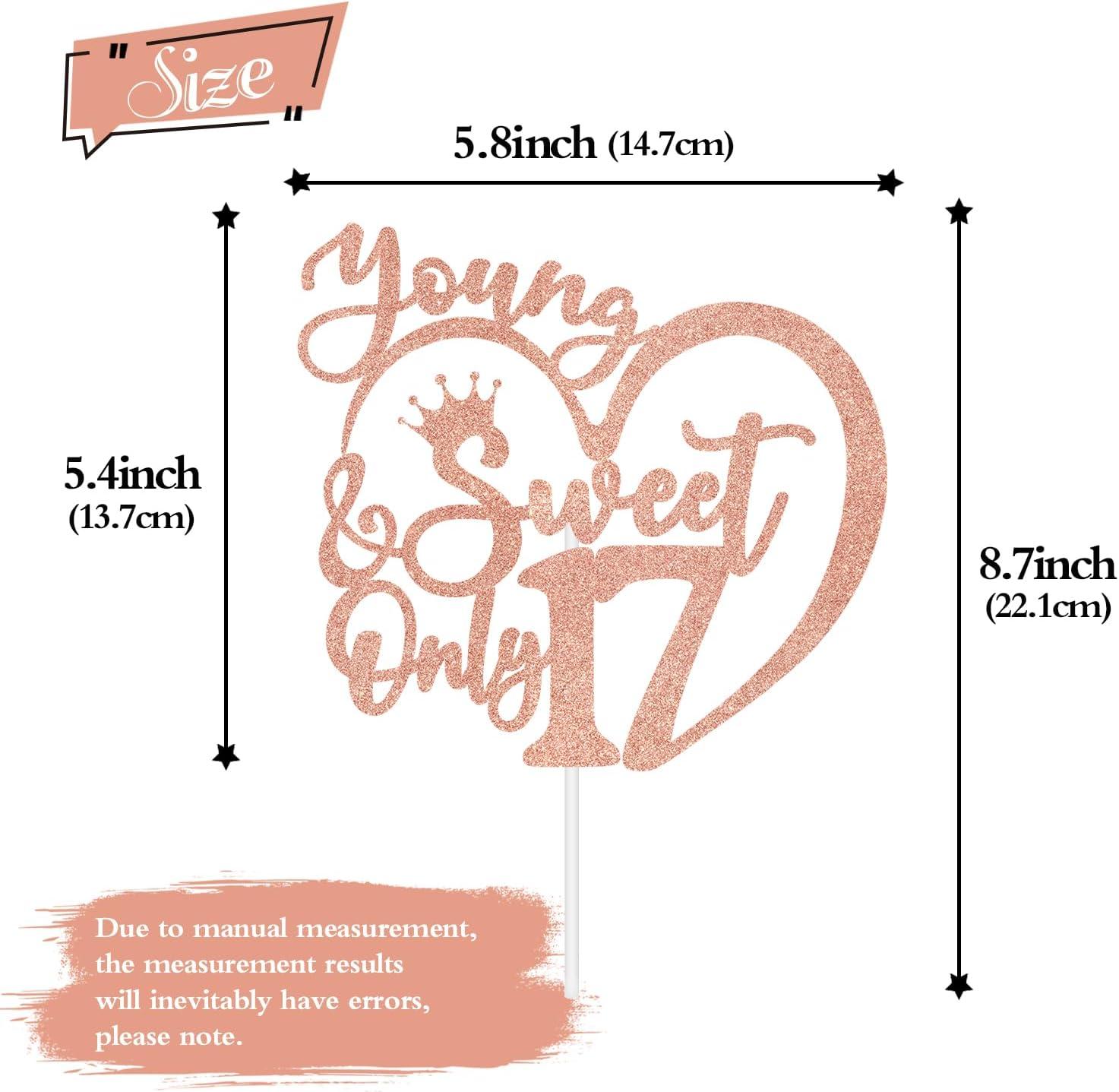 RLXPT Happy 17th Birthday Cake Topper Young Sweet & Only 17 Cake ...