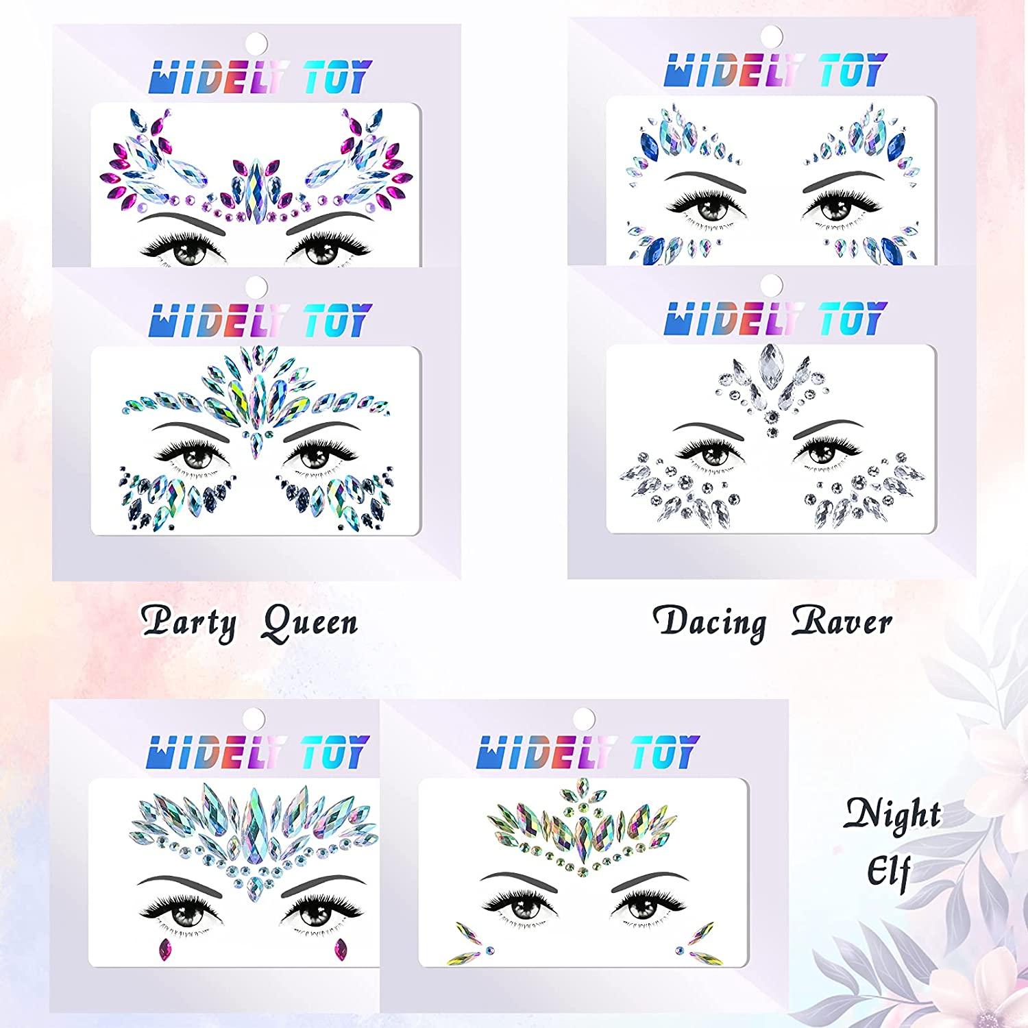 6 Sets Mermaid Festival Face Jewels Stickers - Rhinestone Rave Eyes ...