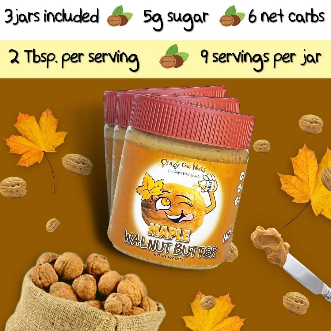 Crazy Go Nuts Maple Walnut Butter 9 oz - Healthy Snacks Keto Vegan ...