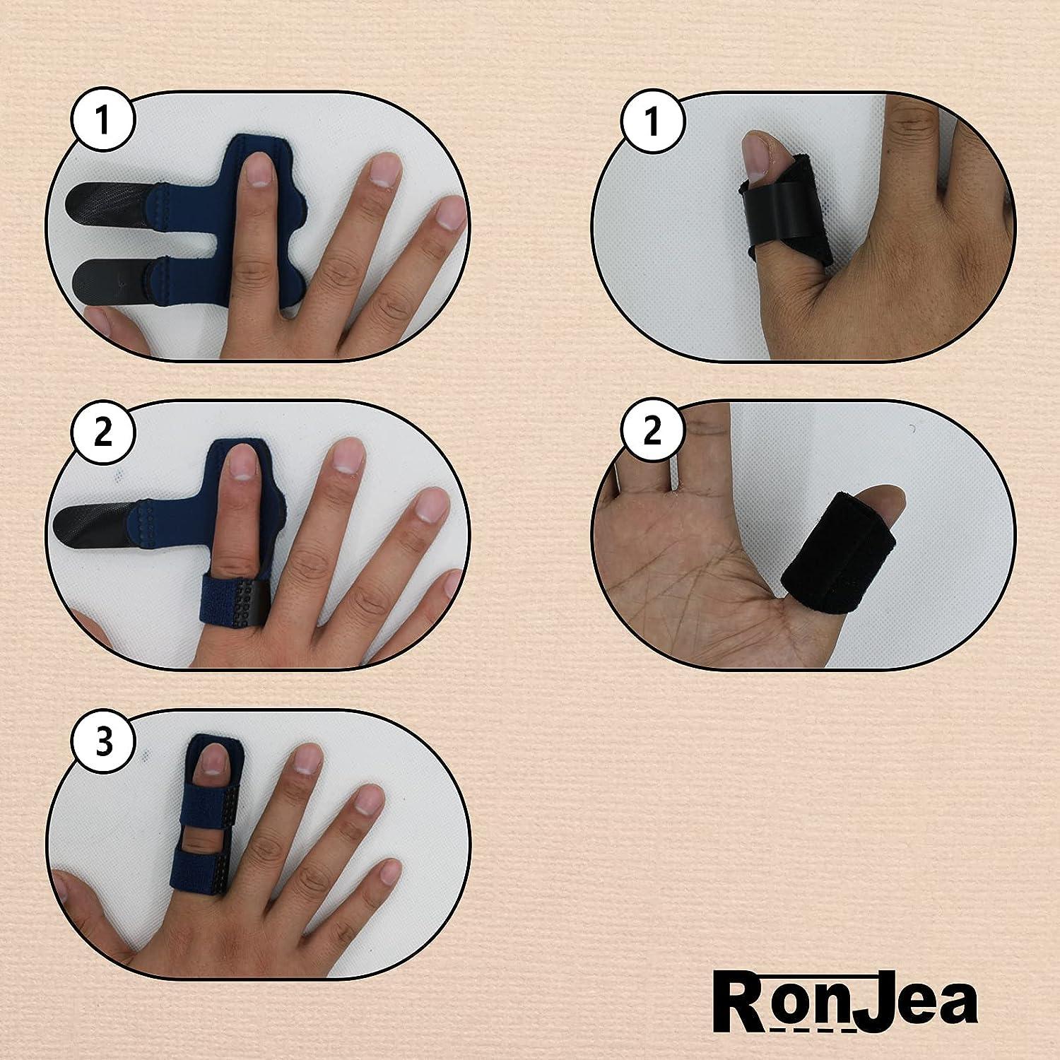 RonJea 6 Pcs Trigger Finger Splints - Finger Splint Support Brace Kit ...