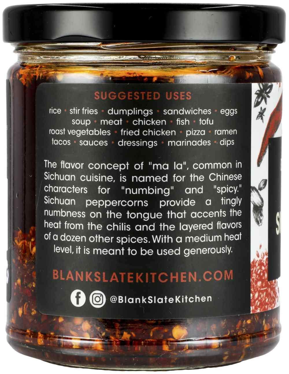 Blank Slate Kitchen Sichuan Chili Oil (8 oz) - Vegan, Gluten-free, Sugar-free Spicy Hot Sauce ...