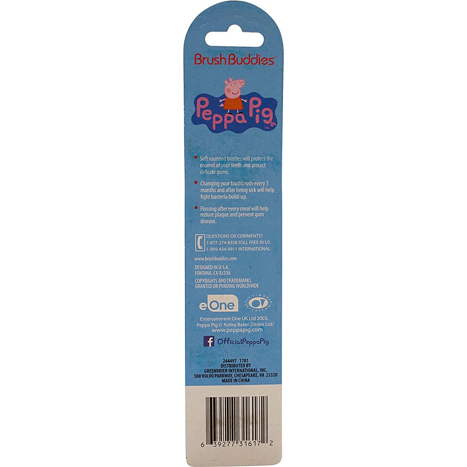 Brush Buddies Peppa Pig Toothbrush 2 Pack - Kids Dental Care Set | Buy ...