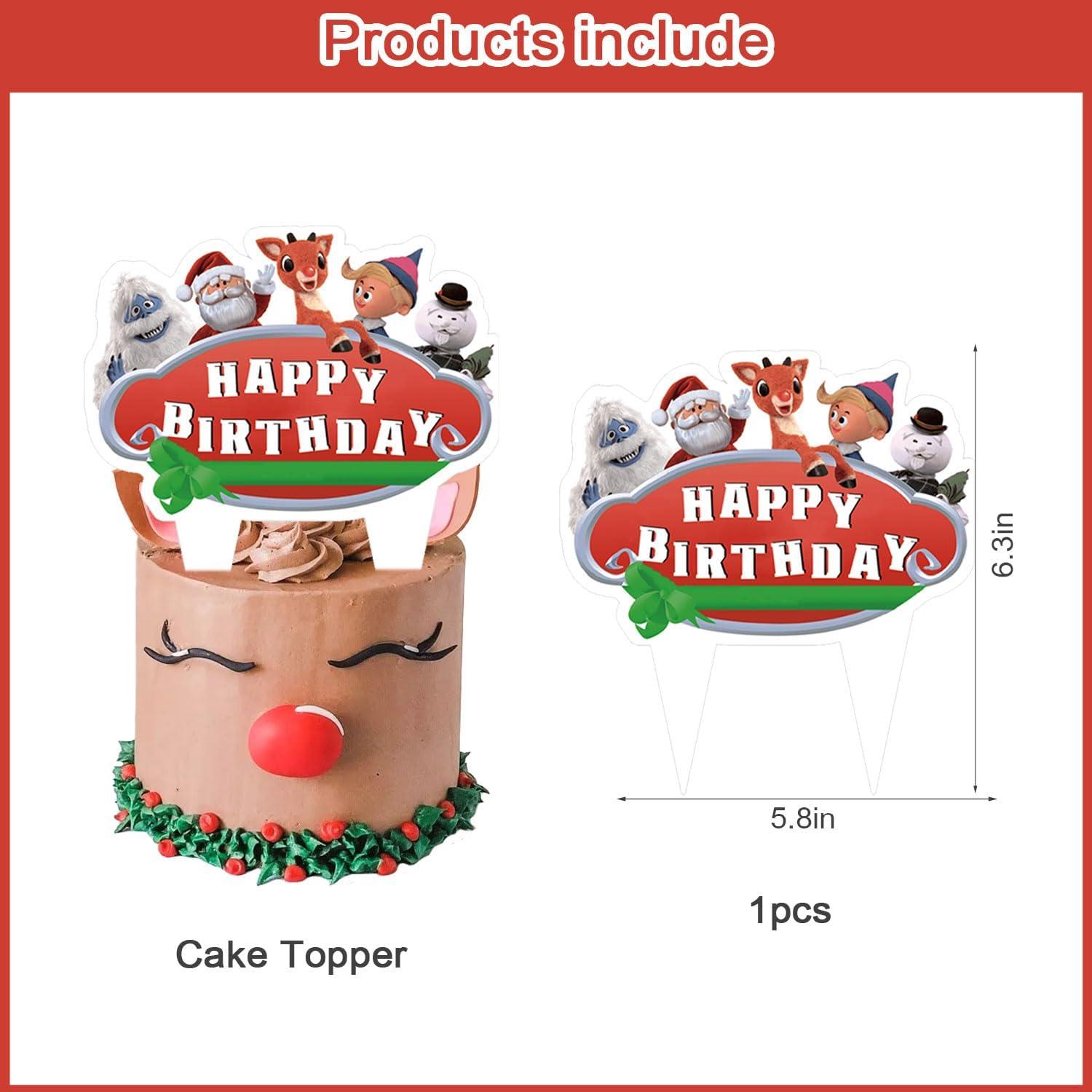 Rudolph the Red Nosed Reindeer Birthday Party Cake Topper 37Pcs ...