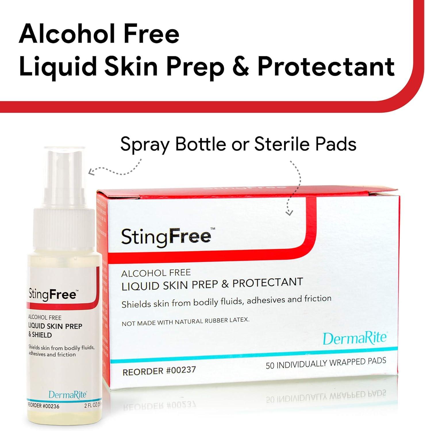 DermaRite StingFree Alcohol-Free Liquid Skin Prep/Protectant Pads 50 ...