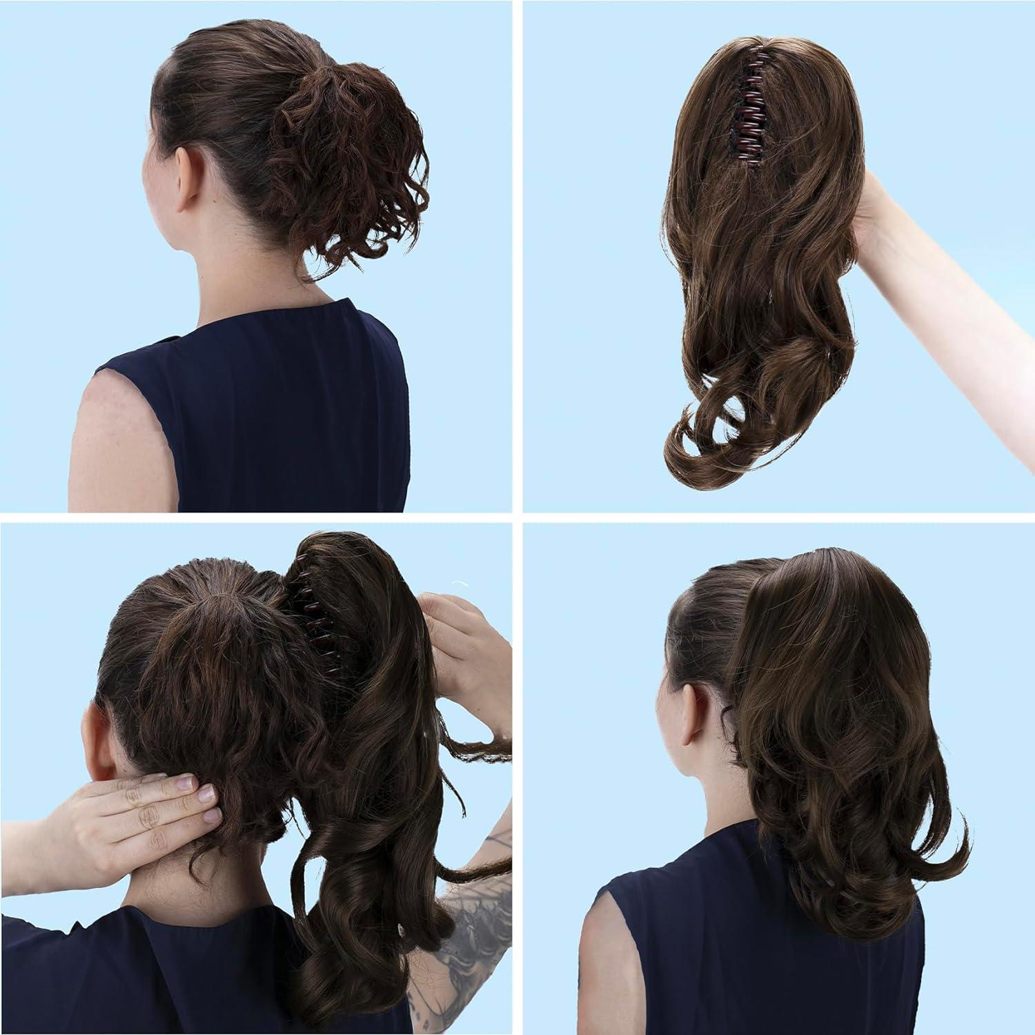 CAISHA 2 in 1 Hair Part Extensions - 30cm & 40cm Wavy Black with ...