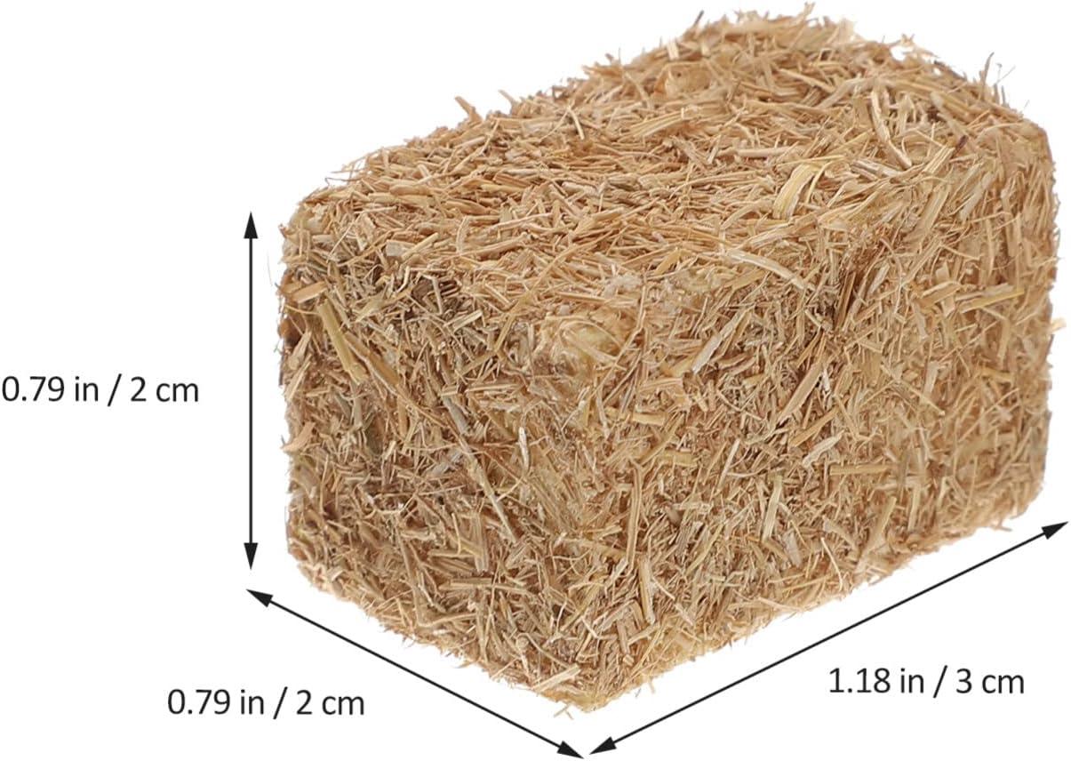 Toyvian Miniature Hay Bales Set - 4pcs Fall Harvest Mini Straw ...