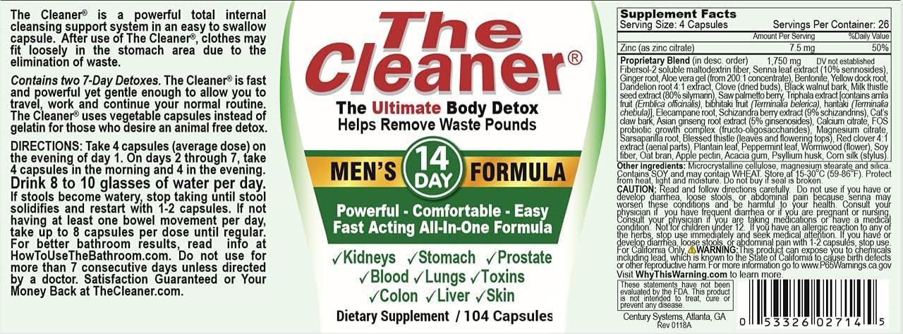 The Cleaner 14-Day Men's Formula - 104 Capsules by Century Systems ...