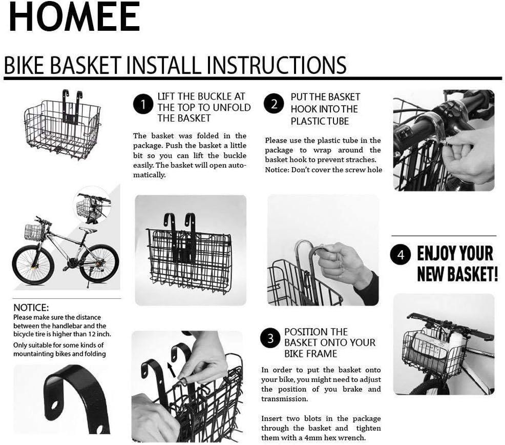 HOMEE Folding Rear Bike Basket - Detachable Front Bag for Mountain Bike ...