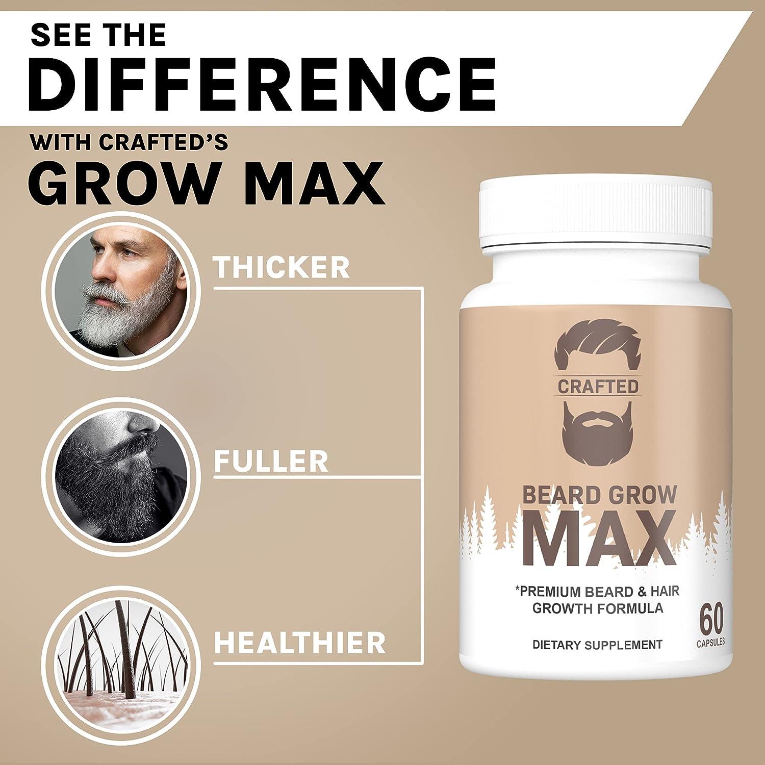 Beard Growth Biotin Supplement with Collagen | 60 Beard Vitamins for ...