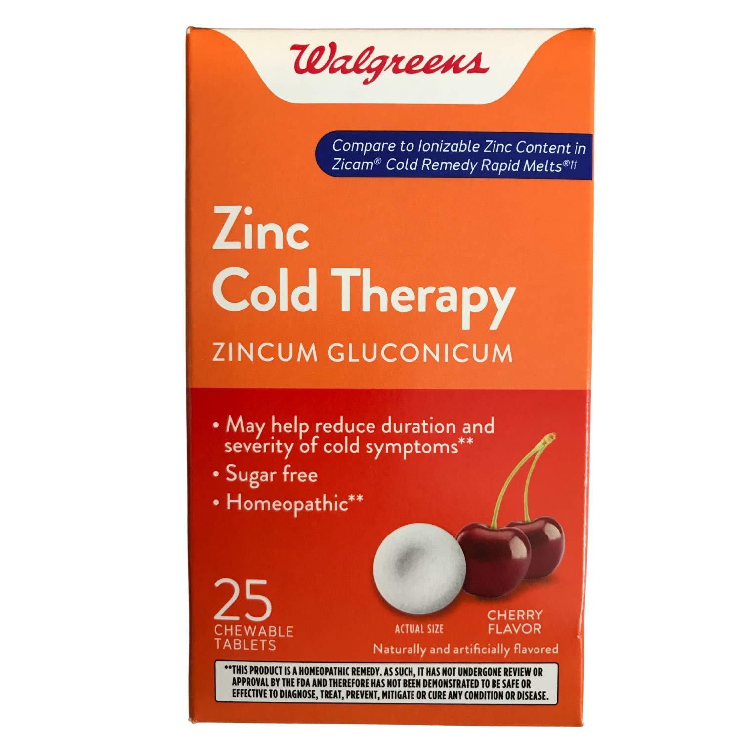 Walgreens Zinc Cold Therapy Tablets Cherry 25 ea - Fast Relief for Cold ...