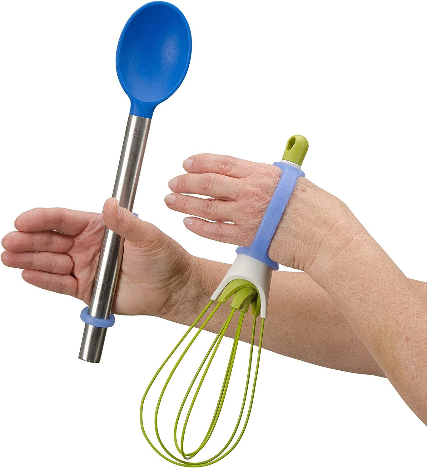 EazyHold Blue Silicone Universal Cuff 2-Pack - Assistive Hand Grip for Special Needs, Cerebral ...