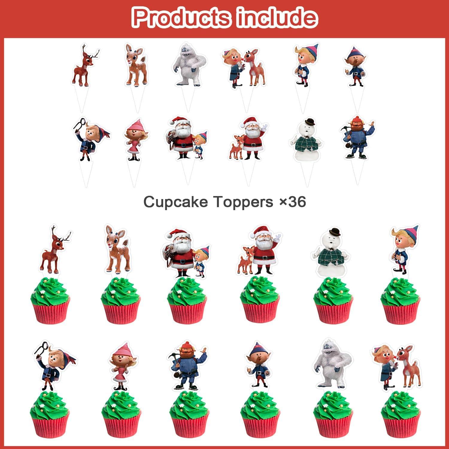 Rudolph the Red Nosed Reindeer Birthday Party Cake Topper 37Pcs ...