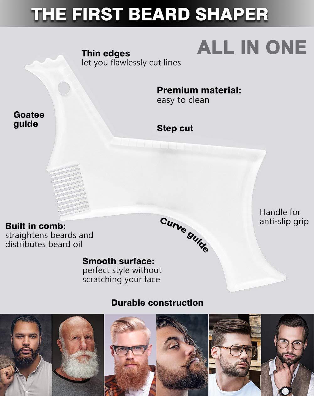 Beard Shaping & Haircut Tools for Men - Perfect for Line-Up Edging - Stencil/Template for ...