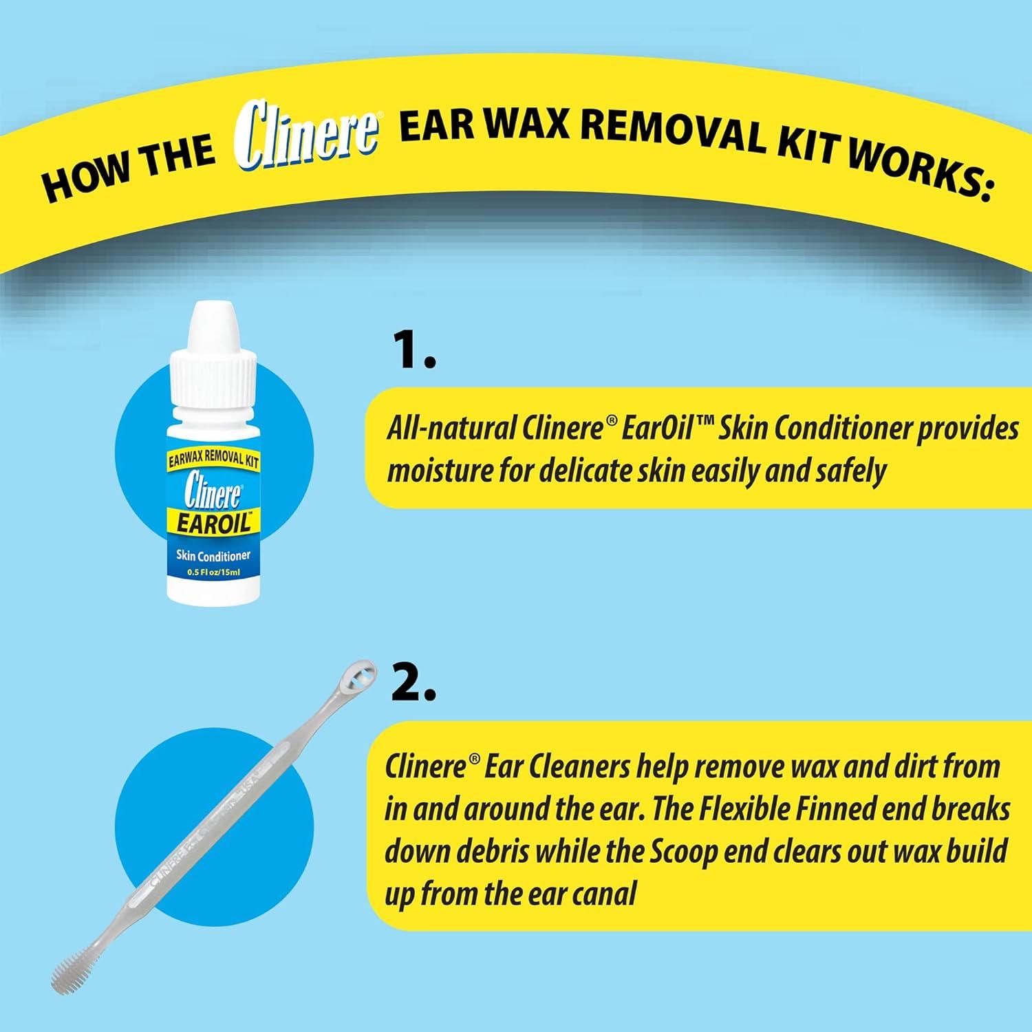 Clinere Ear Oil Conditioner & Ear Cleaners Kit - 12 Count Sticks & 2 x ...