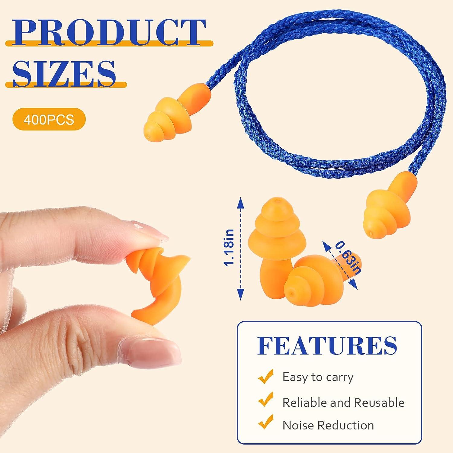 Treela 400 Pairs Corded Reusable Silicone Ear Plugs with Rope Banded ...