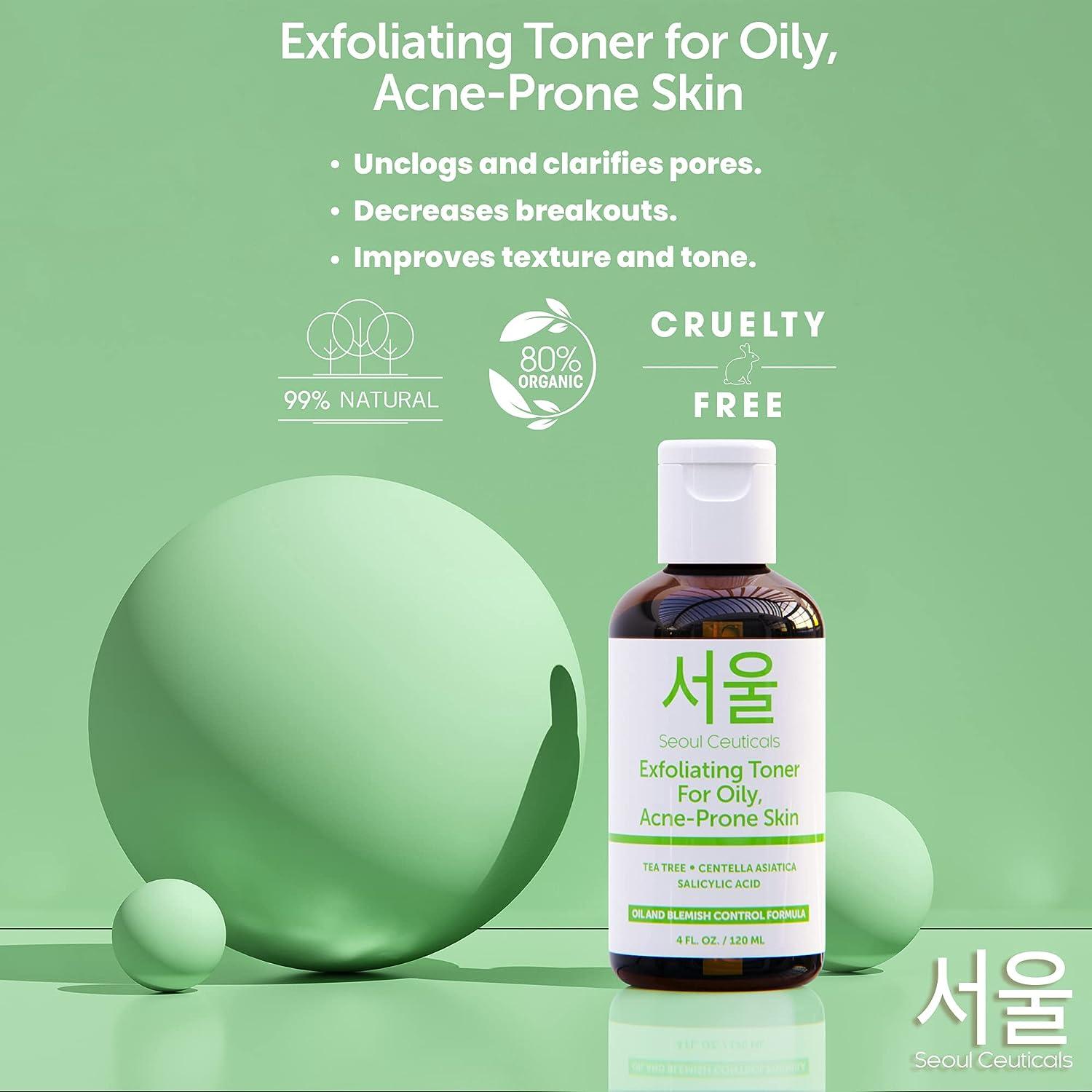Korean Tea Tree Exfoliating Toner for Oily Acne Prone Skin | Centella ...