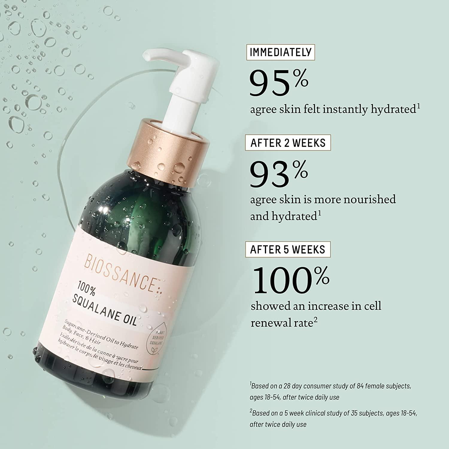 Biossance 100% Squalane Oil - Sustainable, Pure, Vegan | Fast Absorbing Hydration | 3.3 Fl Oz ...