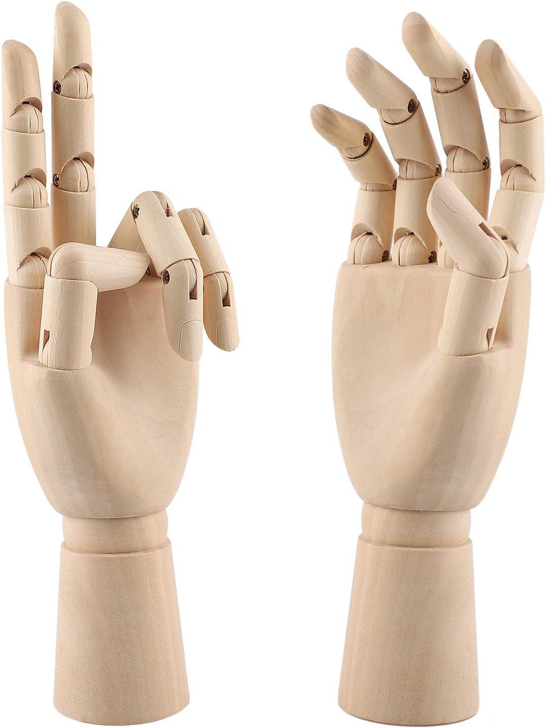 10 Inch Wooden Hand Model - Flexible Moveable Fingers Manikin Hand ...
