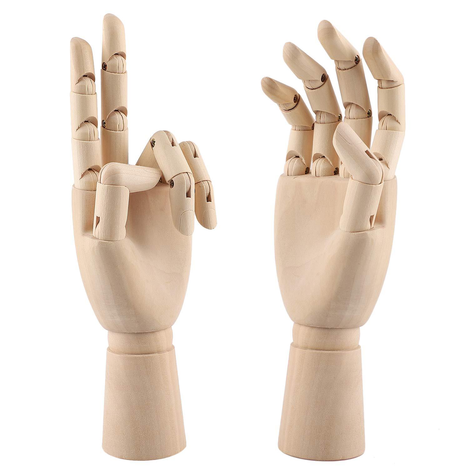 12 Inch Wooden Hand Model - Flexible Moveable Fingers Manikin Hand for ...