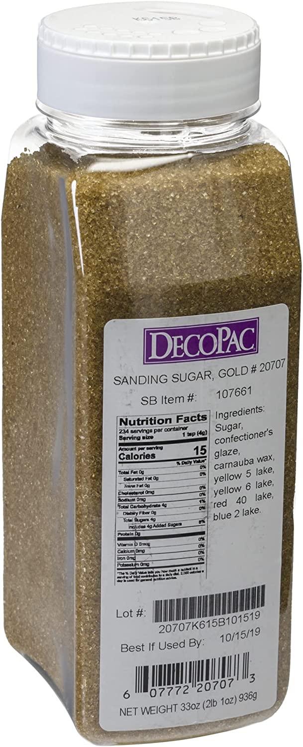 DecoPac Sparkling Gold Sanding Sugar Sprinkles | 33oz Edible Sugar Mix ...