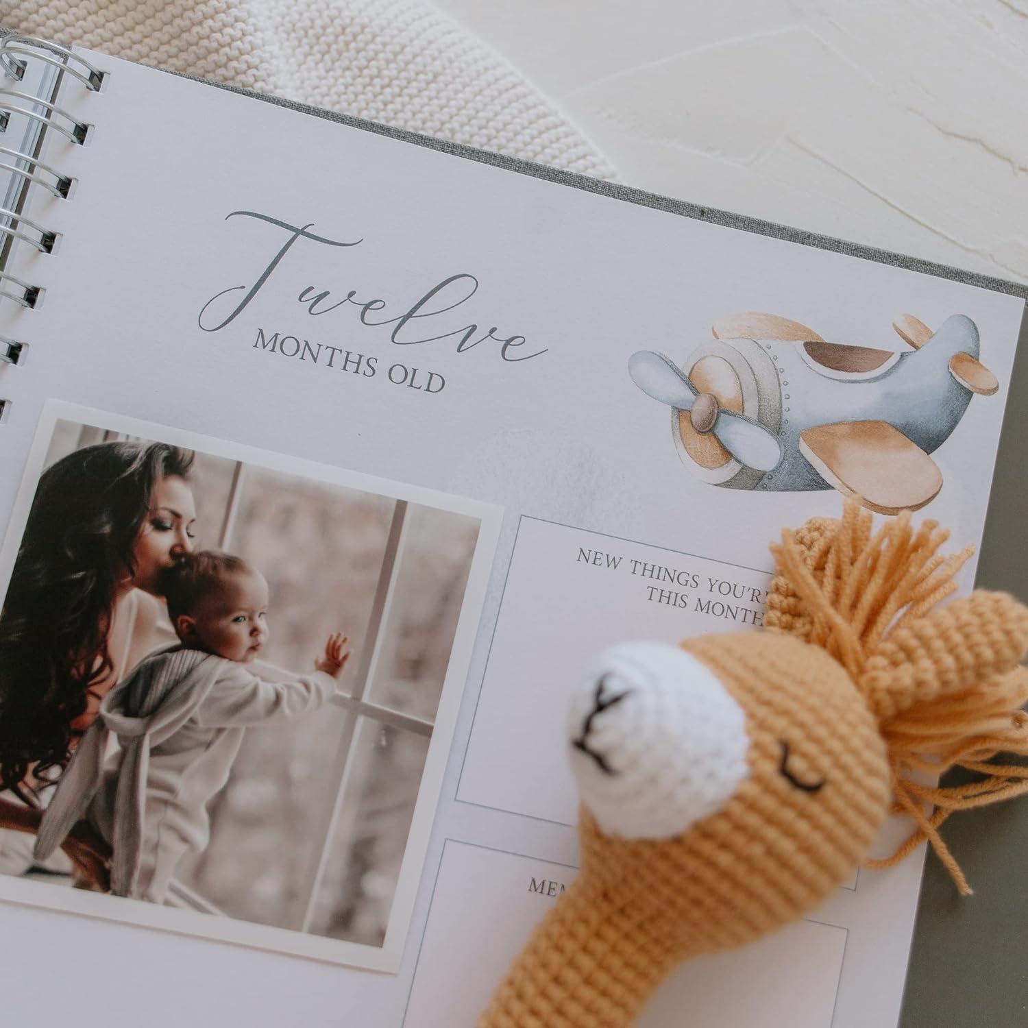 Peachly Baby Boy Memory Book | Planes & Trains First Year Keepsake ...