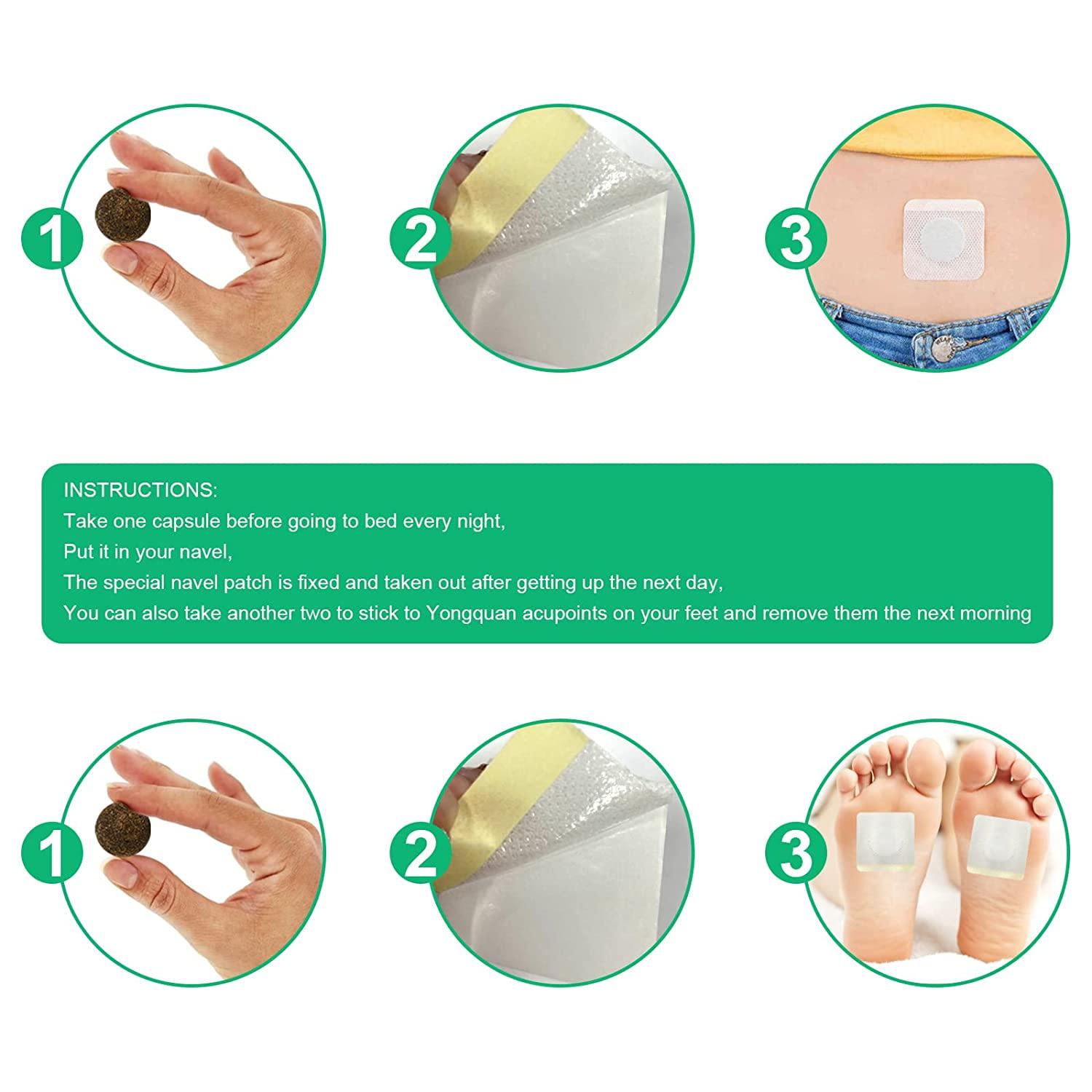 60Pcs Moxibustion Belly Button Stickers, Natural Wormwood Essence Pills ...