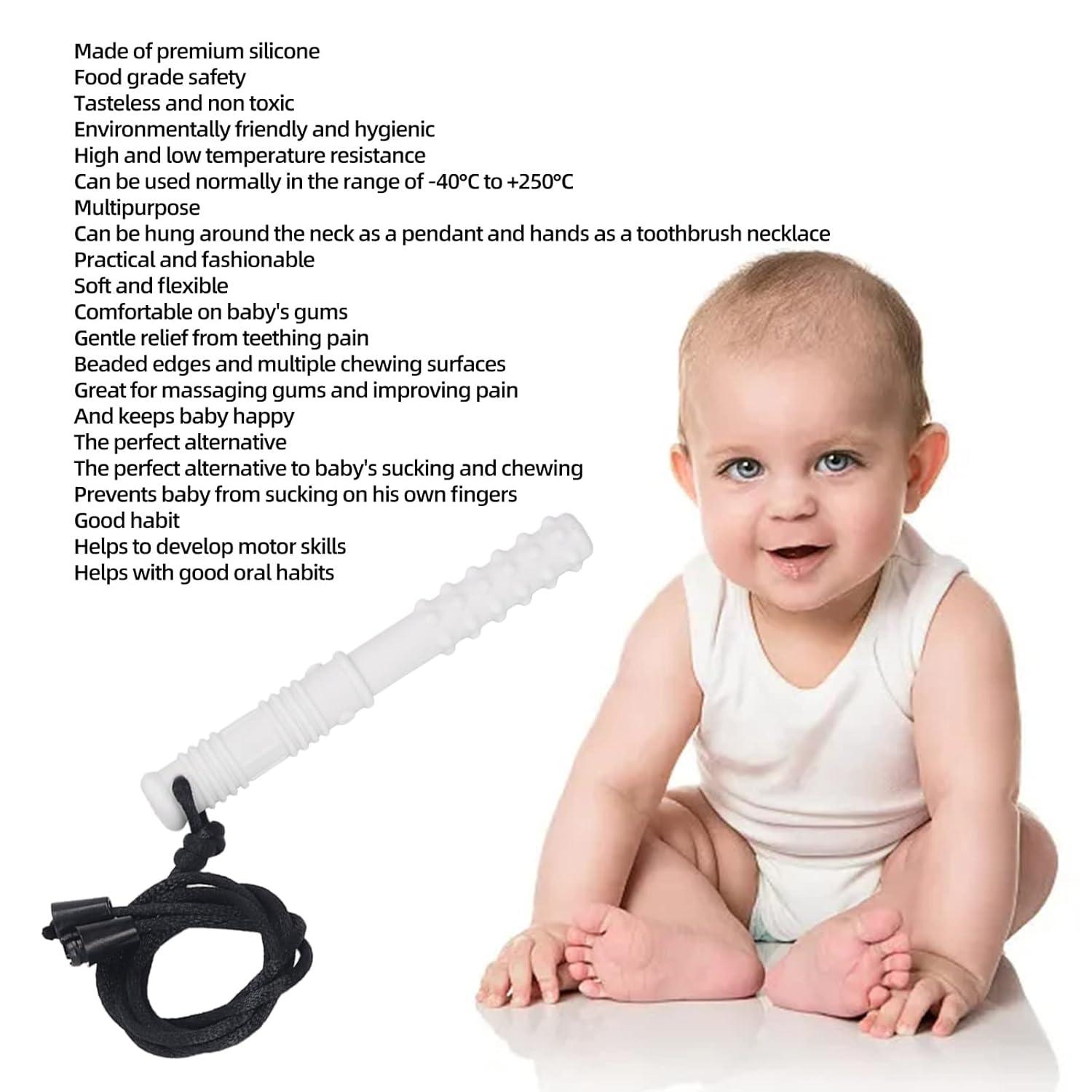 Baby Chew Necklace Improve Pain 5pcs Teething Safe Biting Silicone ...