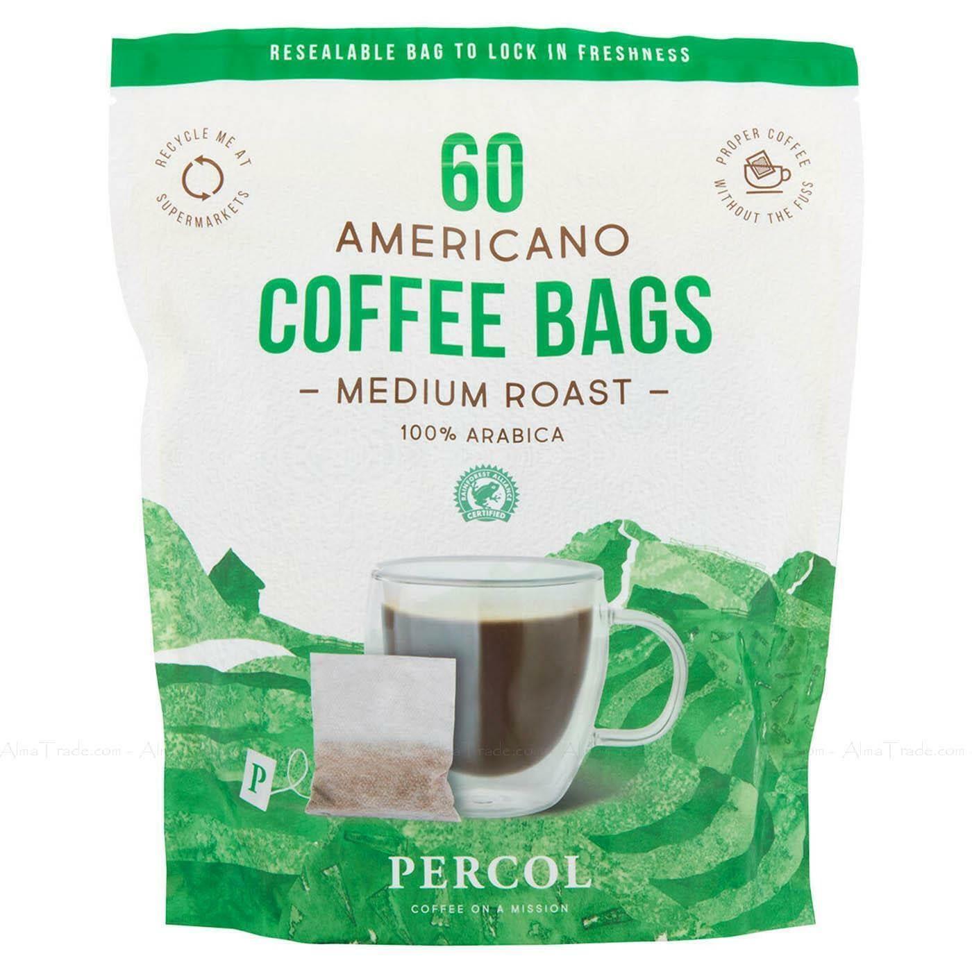 Percol Americano Medium Roast 100% Arabica Ground Coffee Bags Pack of ...