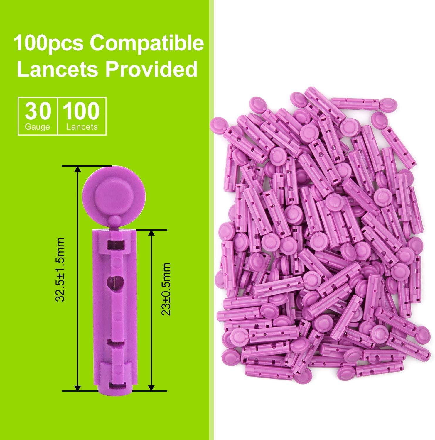 AUVON Lancing Device with Less Pain Design + 100pcs 30 Gauge Lancets ...