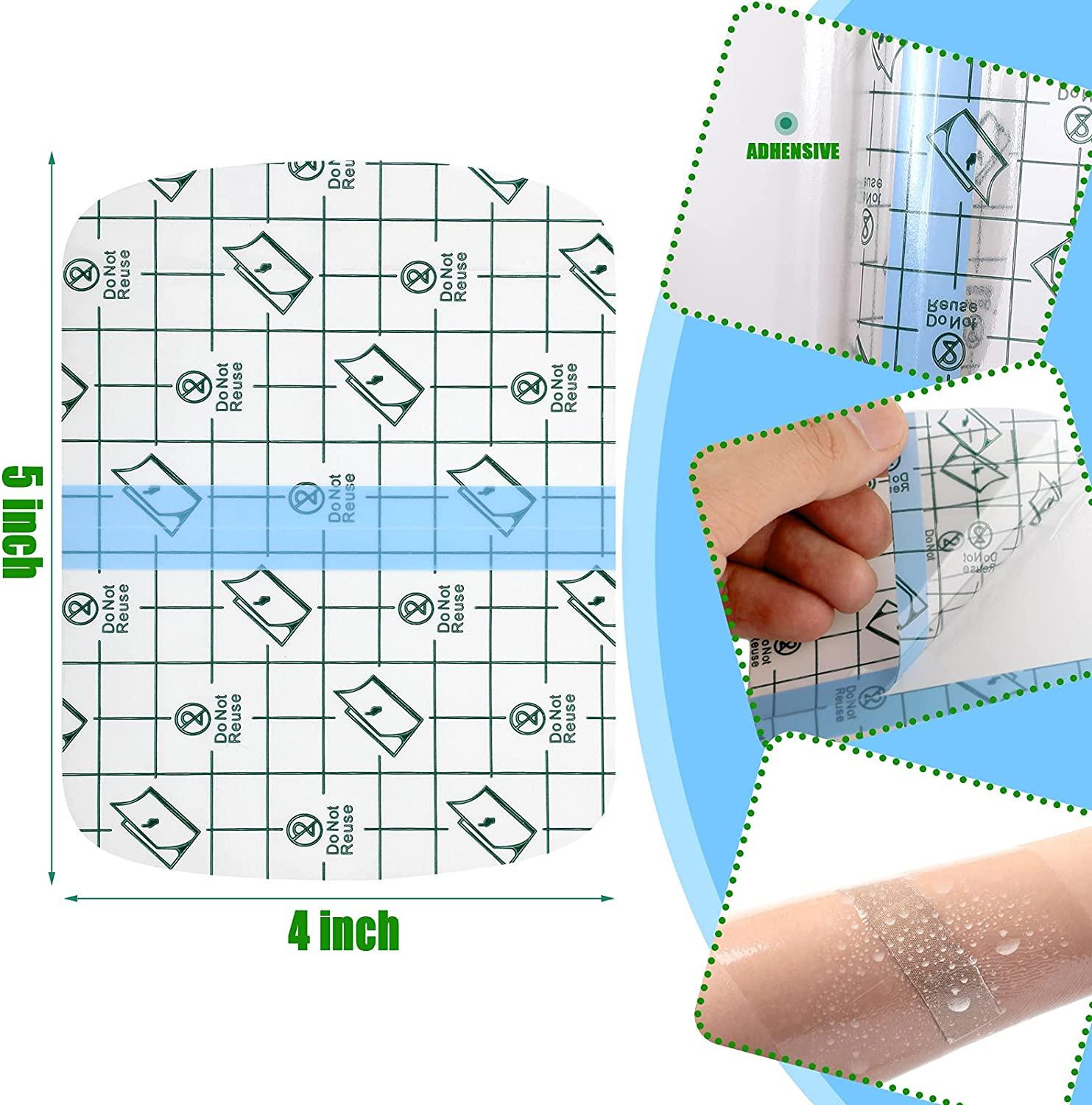 50 Pieces Transparent Waterproof Adhesive Bandages 4x5.1 Inch ...