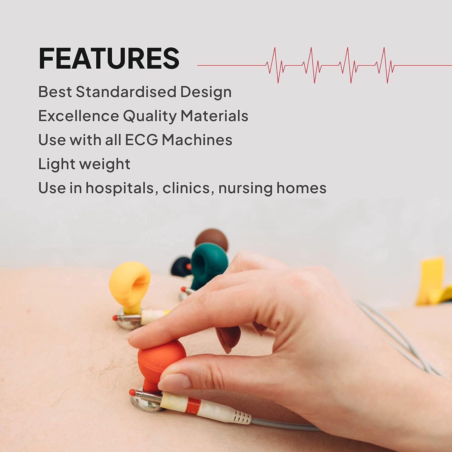 OTICA ECG Adult Chest Suction Electrode Bulb Set of 6 - Multicolor ...