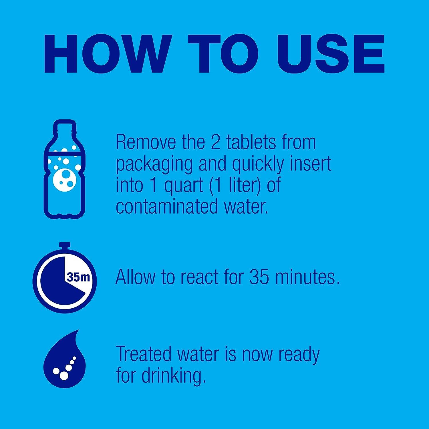 Potable Aqua Water Purification Tablets - 100 Count Twin Pack for ...