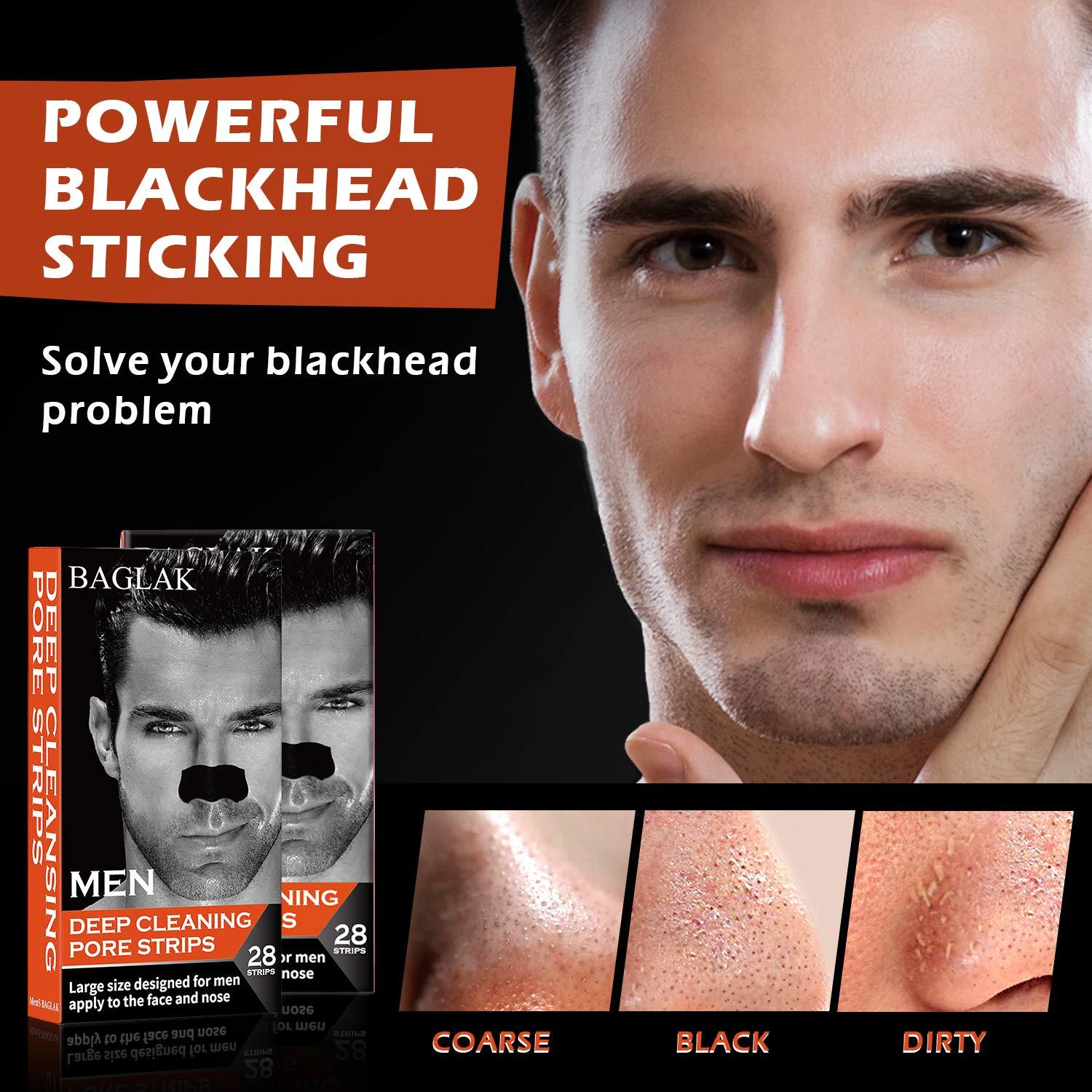 Men Blackhead Pore Strips (28 Strips) Bamboo Charcoal Deep Cleansing ...