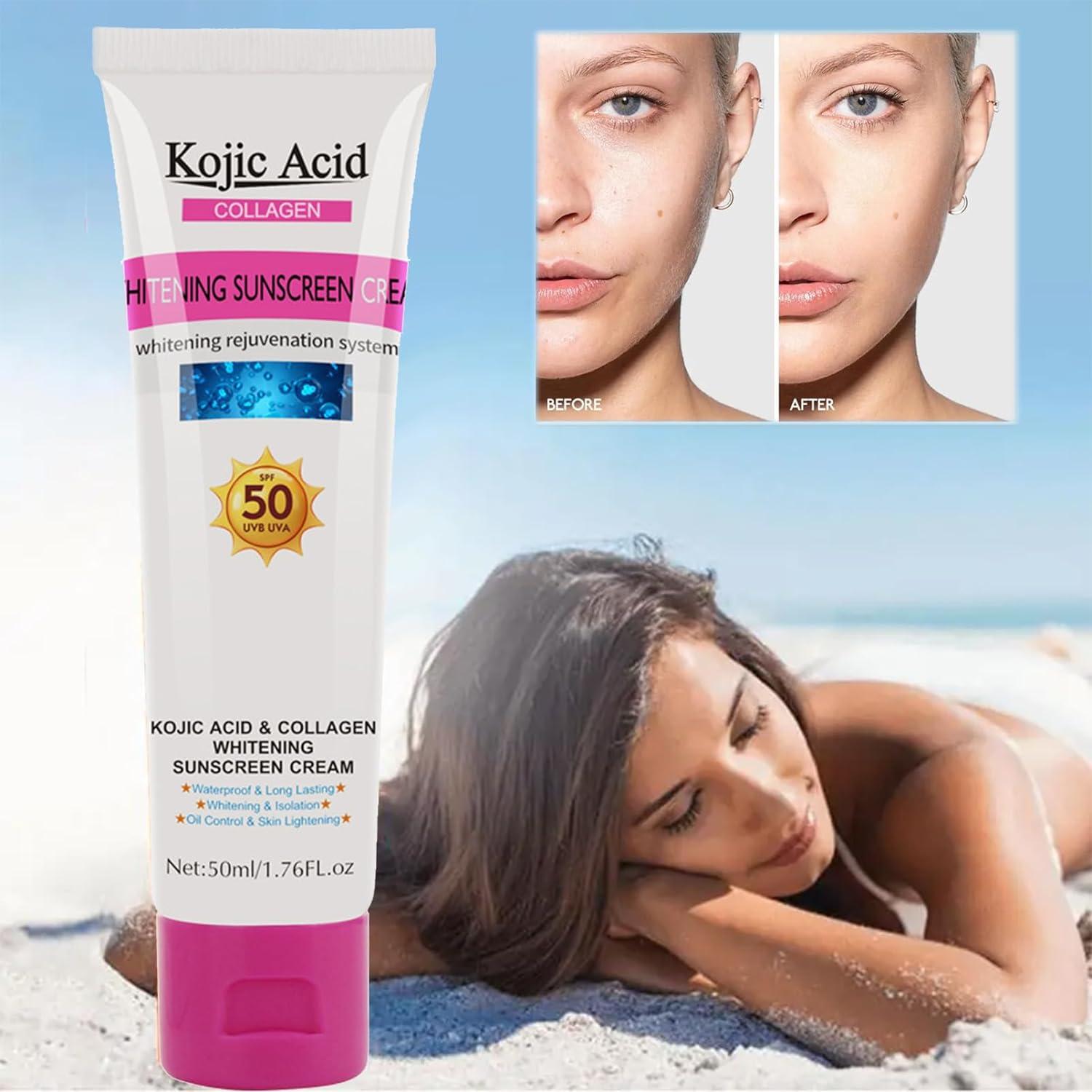 Kojic Acid SPF 50 Face Moisturizer | Daily Use Sunscreen with UVA/UVB ...